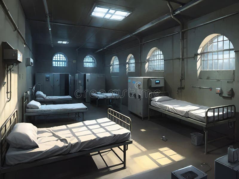 Modern Prison Interior with Empty Room. Empty Prison Interior Stock ...