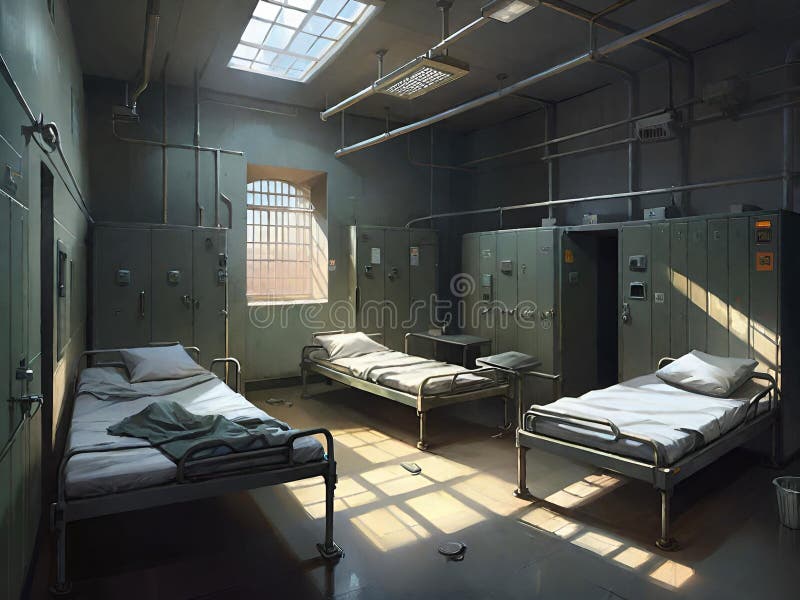 Modern Prison Interior with Empty Room. Empty Prison Interior Stock ...