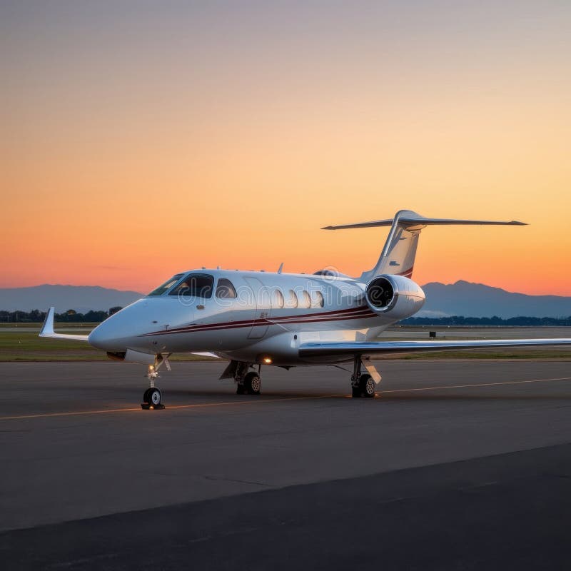 A Modern Private Jet Parked on an Empty Runway Stock Image - Image of ...