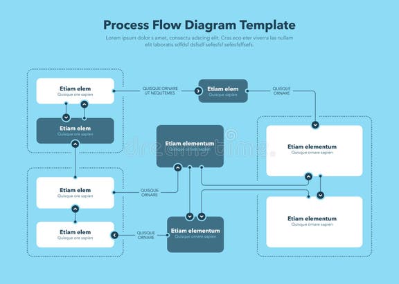 Modern Process Flow Diagram Layout Template - Blue Version Stock Vector ...