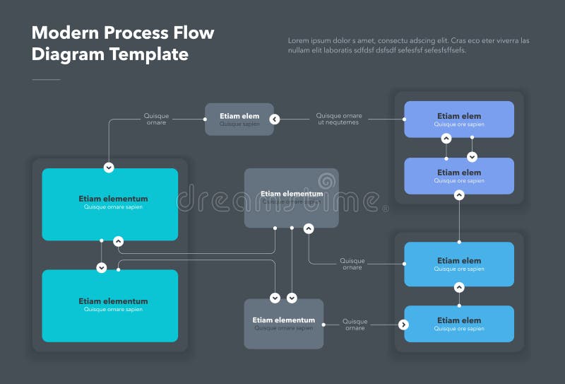 Modern Process Flow Diagram Layout Template - Dark Version Stock Vector ...