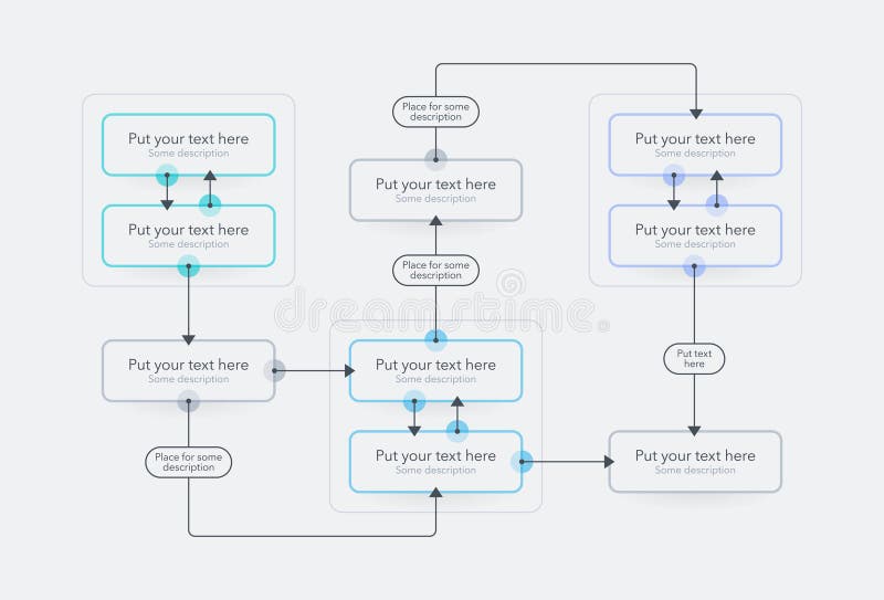 Modern Process Flow Diagram Layout Template - Dark Version Stock Vector ...