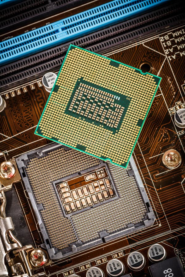 Modern Processor and Motherboard Stock Photo - Image of hold ...