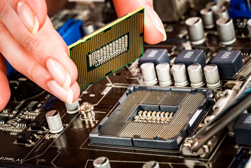 Modern Processor and Motherboard Stock Image - Image of computer ...