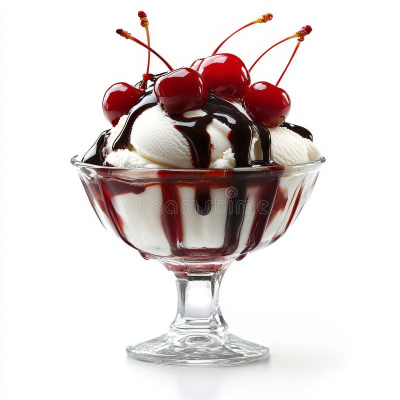 A Modern-produced Image of an Ice Cream Sundae, Isolated on a ...
