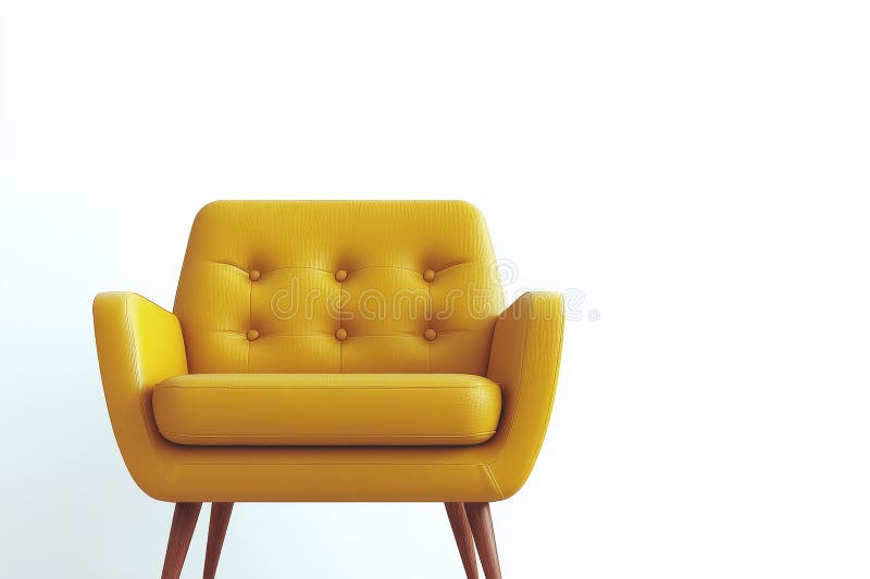 A Modern-produced Mustard Yellow Side Chair, Isolated on a Clear ...