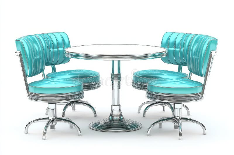 Isolated Transparent Background Retro Teal Kitchen Table Set Stock ...