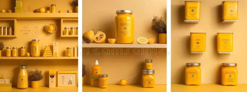 Modern Product Display with Yellow-themed Packaging and Minimalistic ...