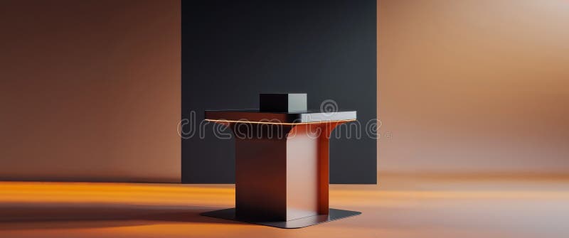 Modern Product Display Podium with Orange and Black Background Stock ...