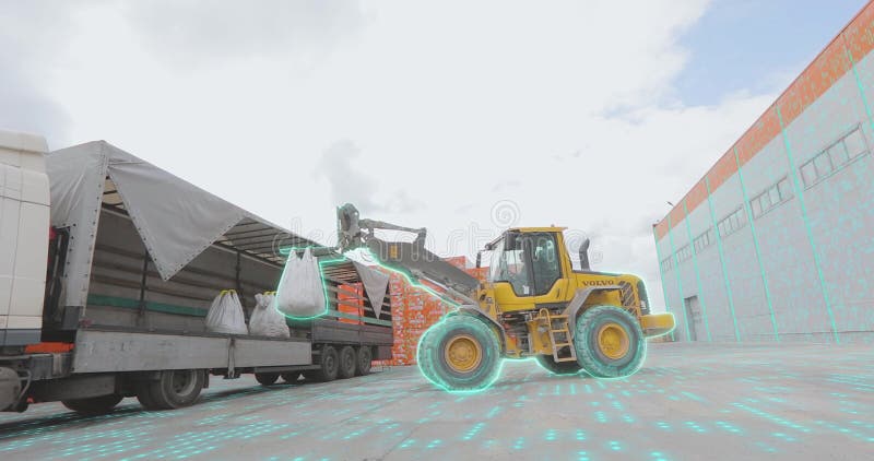 Modern Production Concept. Loading Cargo into a Truck Concept. the ...