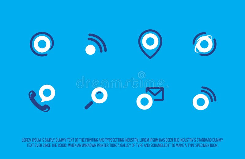 Modern Professional Advertising Icons Set in Blue Theme Stock ...