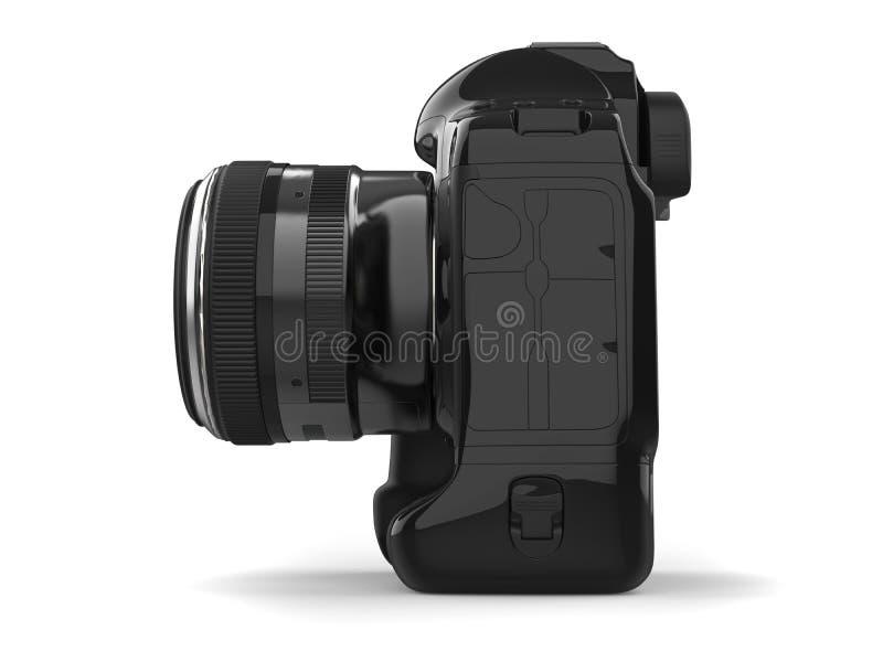Modern Professional Black Photo Camera - Side View Stock Illustration ...