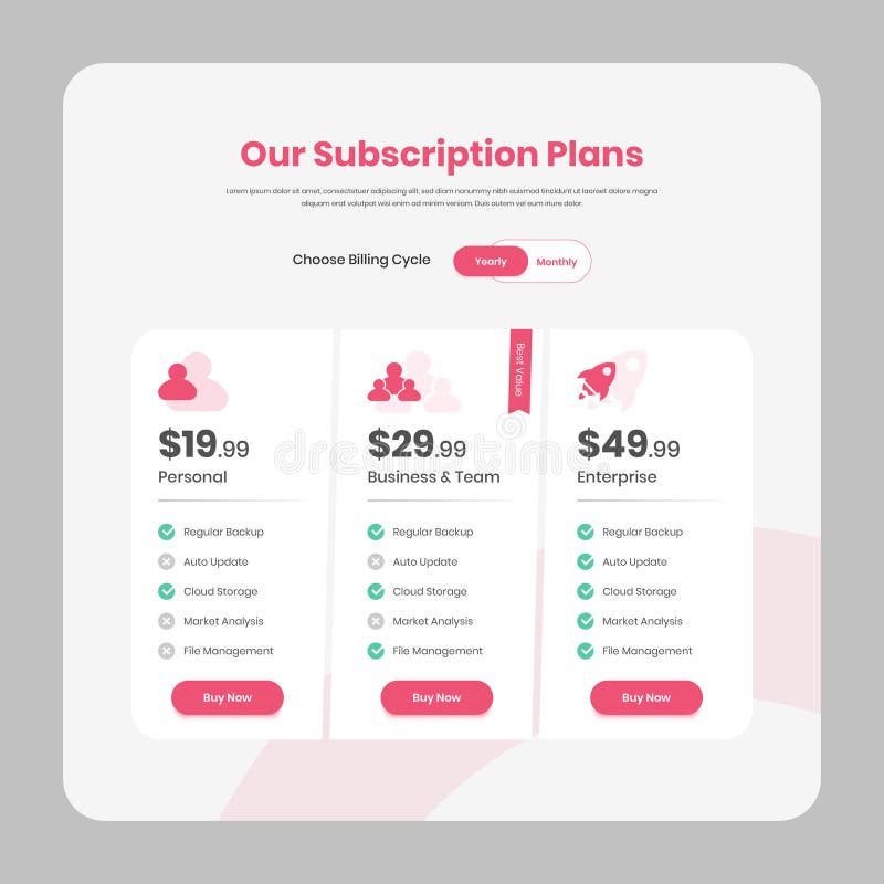 Modern Professional Business Subscription and Price Comparison Web User ...