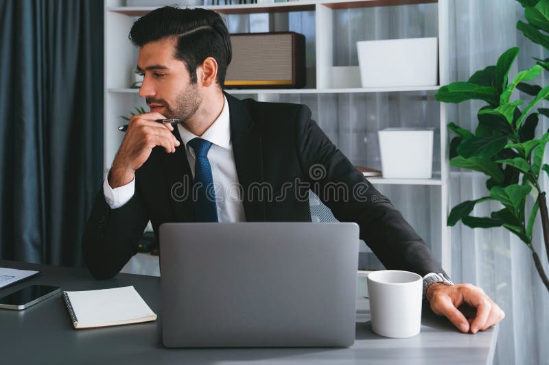 Modern Professional Businessman at Modern Office Desk. Fervent Stock ...
