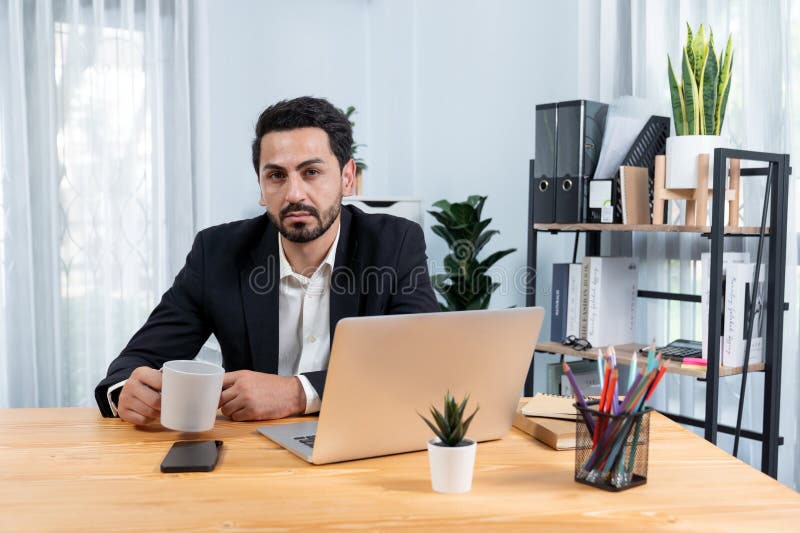 Modern Professional Businessman at Modern Office Desk. Fervent Stock ...