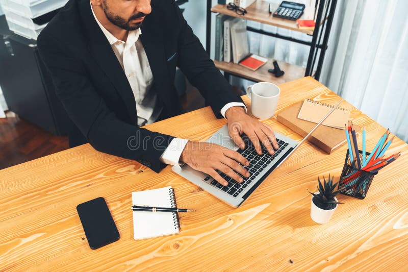 Modern Professional Businessman at Modern Office Desk. Fervent Stock ...