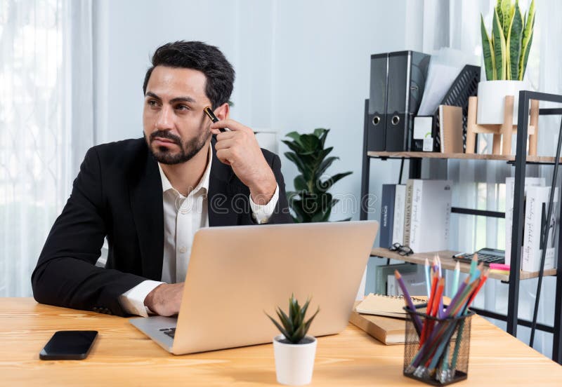Modern Professional Businessman at Modern Office Desk. Fervent Stock ...