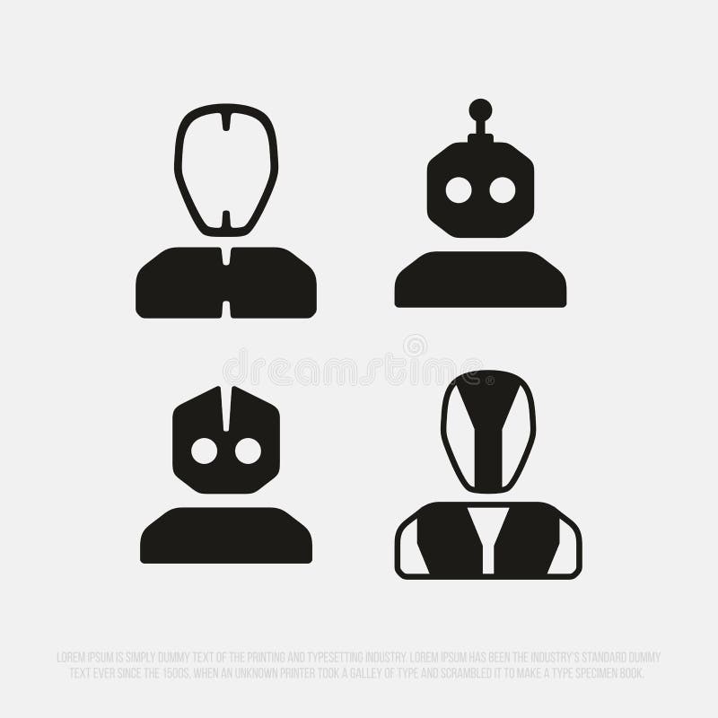 A Modern, Professional Collection of Robot-style User Icons Stock ...