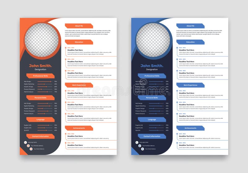 Modern Professional Cv or Resume Layout Design with Two Color ...