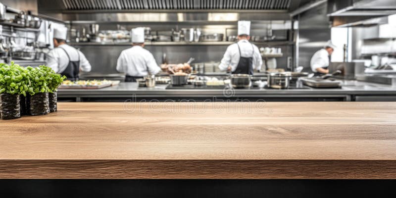 Modern Professional Kitchen with Chefs Cooking in Stainless Steel ...