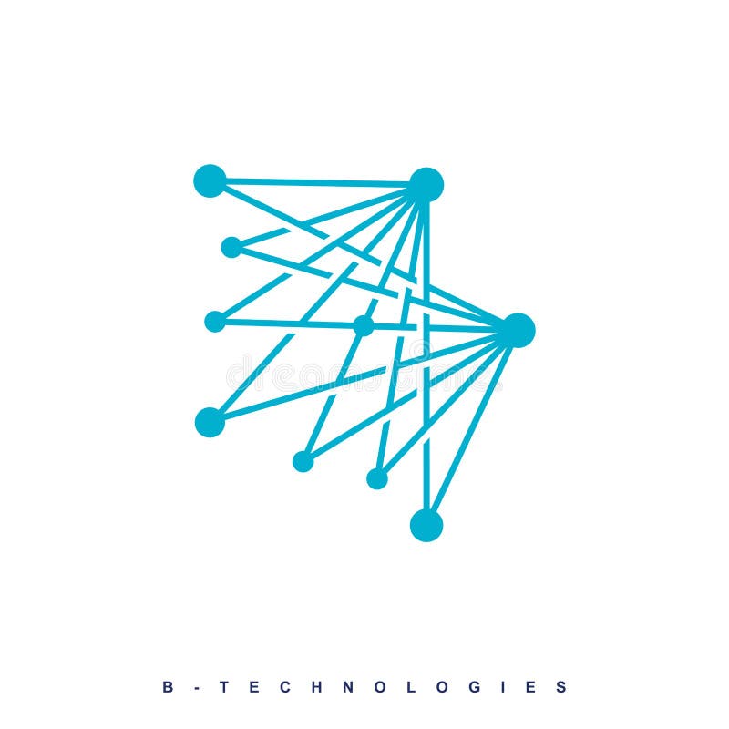 Modern Professional Logo B Technology in Blue Theme Stock Illustration ...