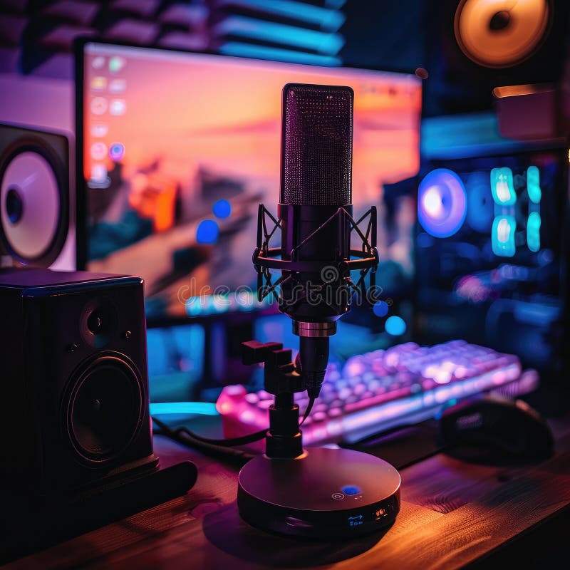 Modern Professional Microphone in Recording Studio. Stock Photo - Image ...