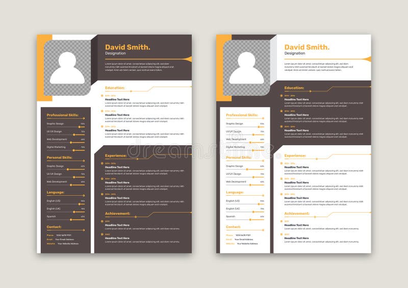 Modern Professional Resume or Curriculum Vitae Template Design with Two ...