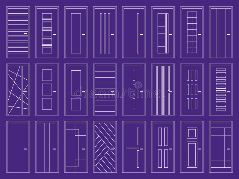 Modern Professional Set Door Pattern in Purple Theme Stock Illustration ...