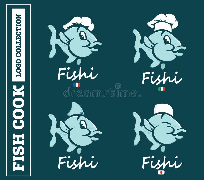 Modern Professional Set Logo Emblem Fish Cook for Different Countries ...