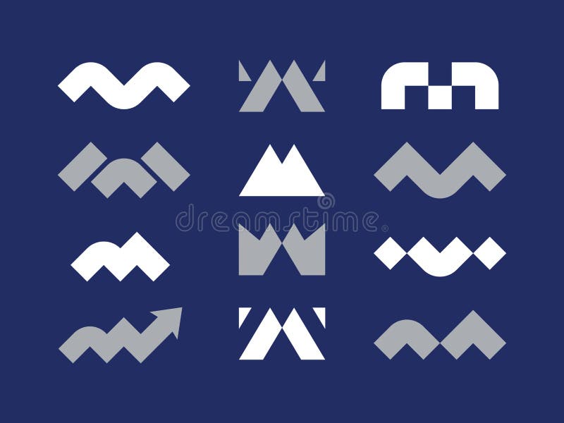 Modern Professional Set Logos M Geometric in Blue Theme Stock ...