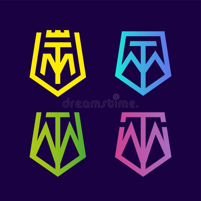 Modern Professional Set TM Monogram Inside the Shield Stock Vector ...
