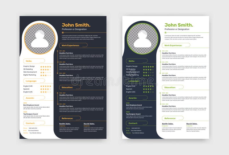 Modern Professional Single Page Curriculum Vitae or Resume with Two ...