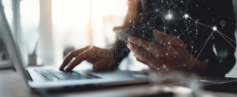 The Modern Professional Using a Laptop and Smartphone in a Digital ...