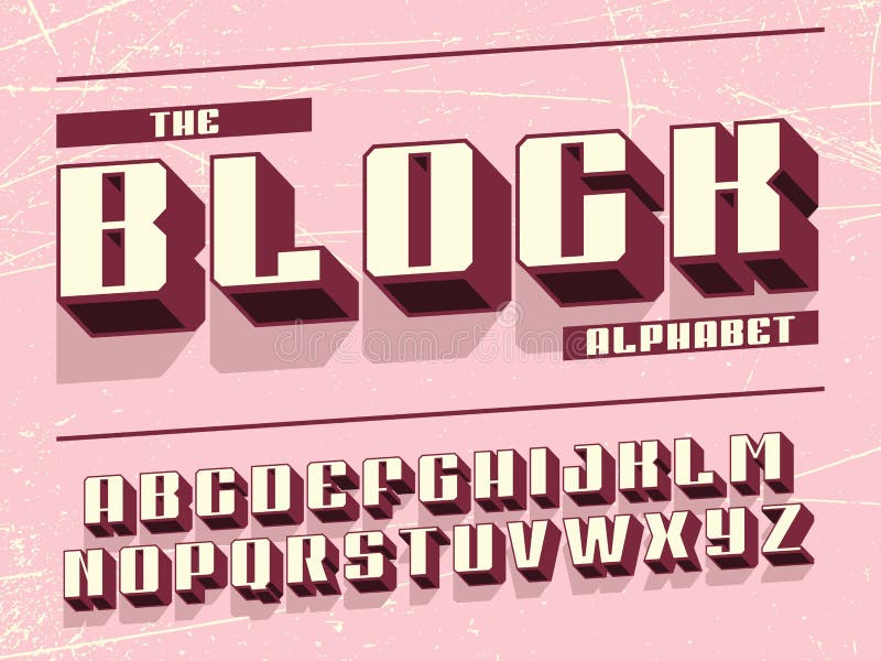 3D Block Alphabet Font. Three-dimensional Effect Letters, Numbers And ...