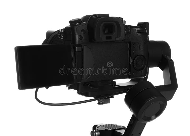 Modern Professional Video Camera on White, Closeup Stock Photo - Image ...