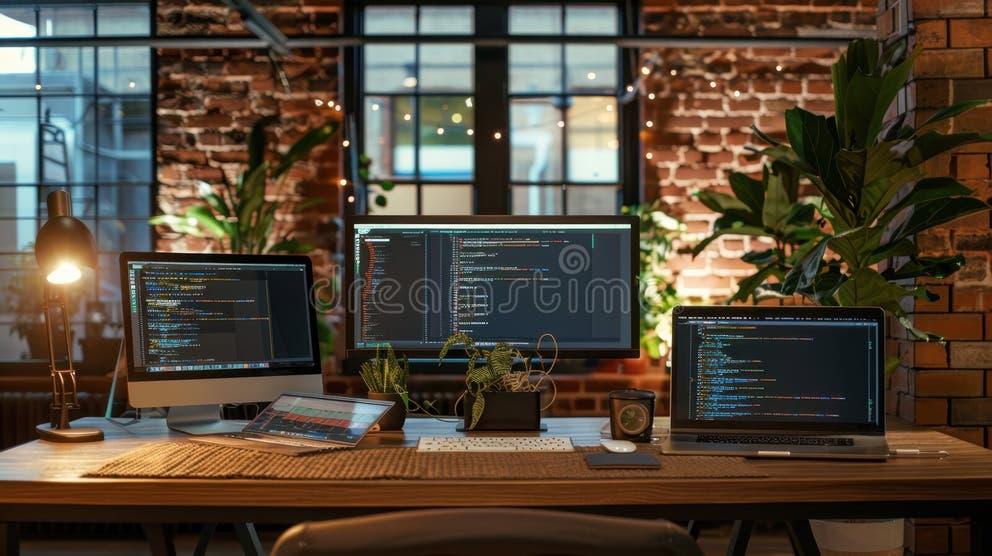 The Modern Programmer S Desk.AI Generated Image Stock Image - Image of ...