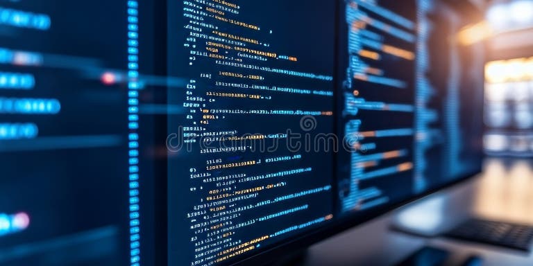 Modern Programming Code Close-Up of Computer Screen with Colorful Lines of Software Script Stock ...
