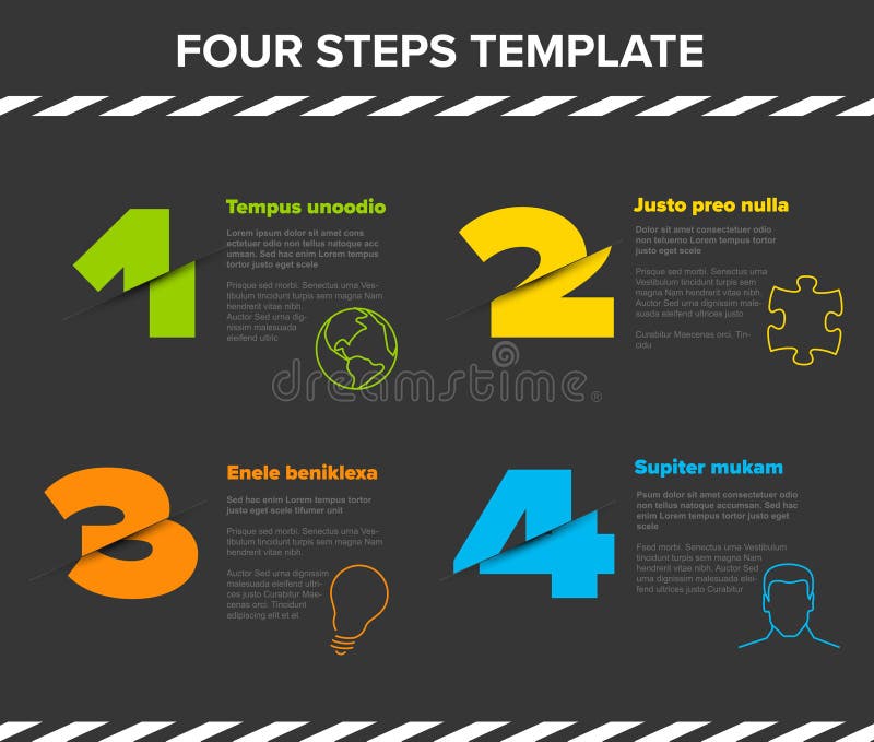 Modern Progress Four Steps Template Stock Vector - Illustration of dark ...