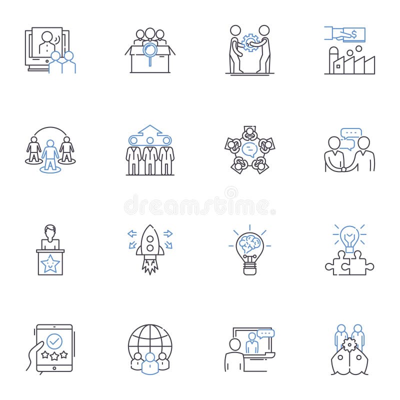 Modern Project Line Icons Collection Sustainable Innovative Collaborative Digital Agile