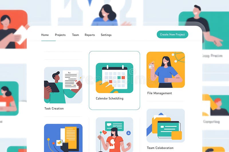 Modern Project Management Dashboard with Colorful Interface Elements ...