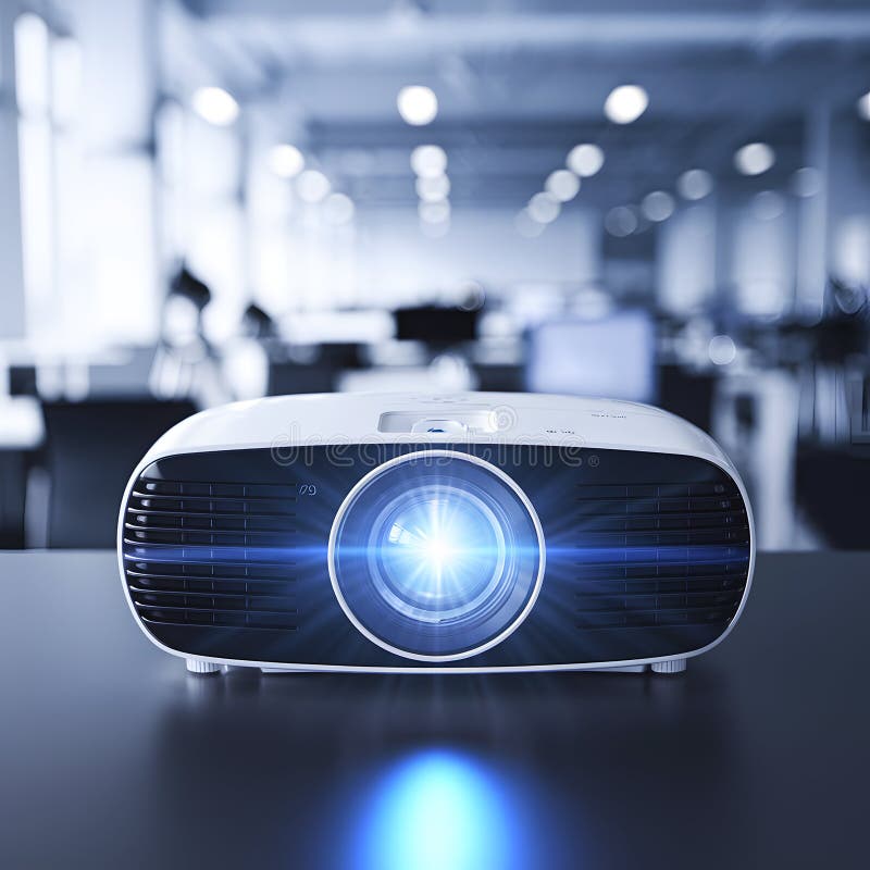 Modern Projector Emits Blue Light in Blurred Office, Ideal for ...