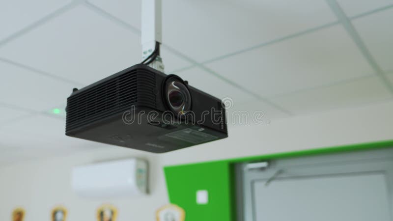 Modern Projector Mounted on Ceiling in Art Classroom Stock Footage ...