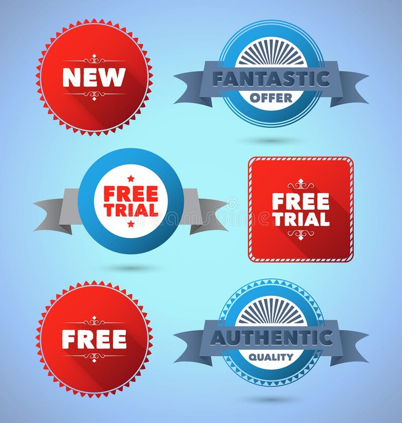 100 Free and Free Trial Labels Stock Vector - Illustration of offer ...