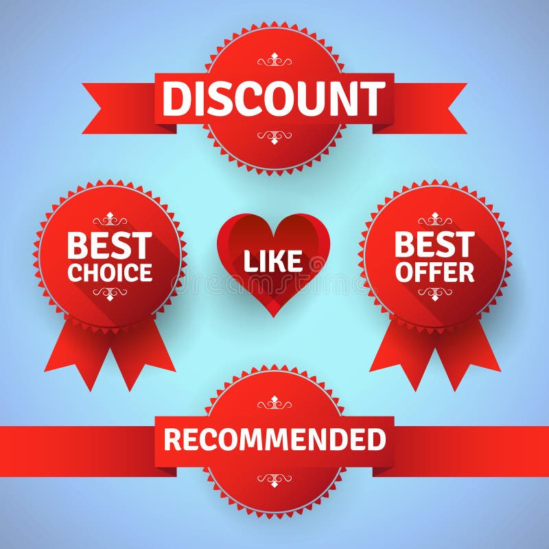 Promo Elements in Red and Blue Stock Vector - Illustration of retail ...