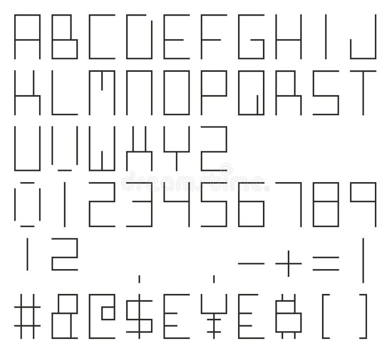 Modern Propaganda Thin Stripe Square Vector Font with Uppercase Letters ...