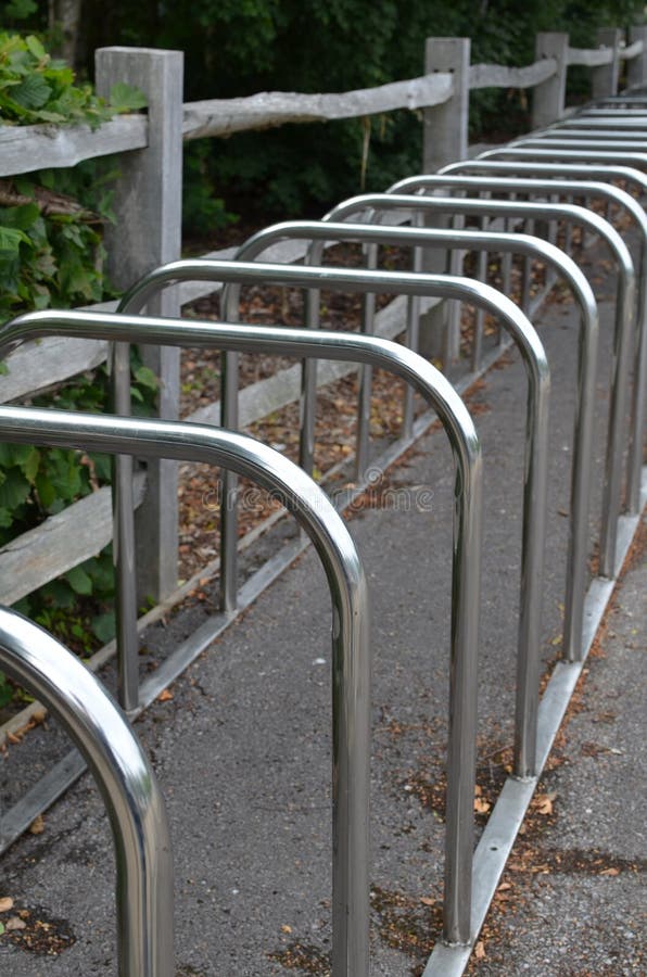 Modern Public Bicycle Rack. Stock Photo - Image of shine, steel: 57629110