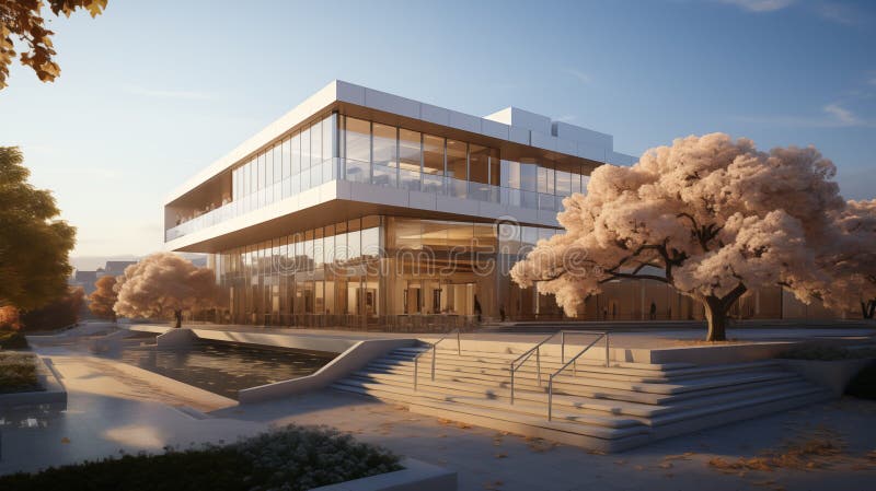 Modern Public Building with Big Windows Stock Photo - Image of project ...