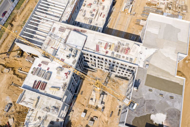 Modern Public Building Under Construction. Aerial View Stock Image ...