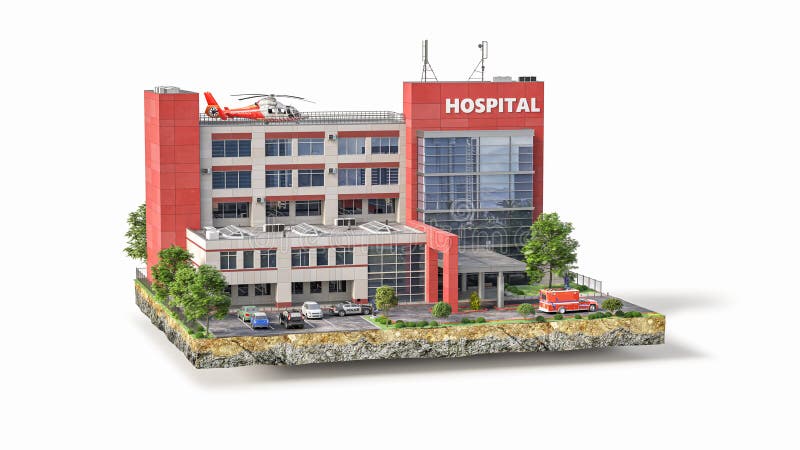 Modern Public Hospital Building 3d Stock Illustration - Illustration of ...