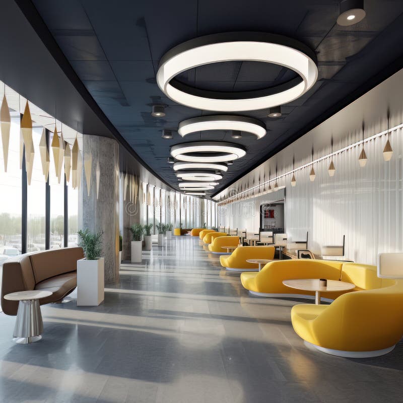 Modern Public Place with Stylish Interior. Generative Ai Stock Image ...